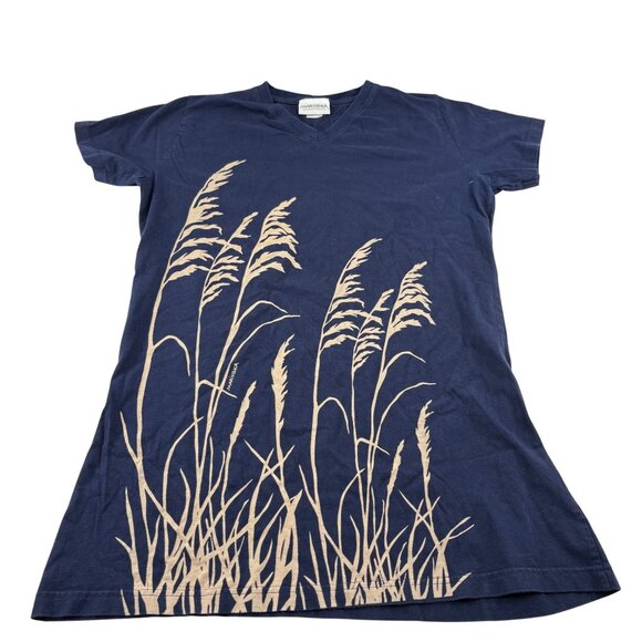 Marushka | Tops | Marushka Handprints Womens Sz Medium Navy Blue Dress ...